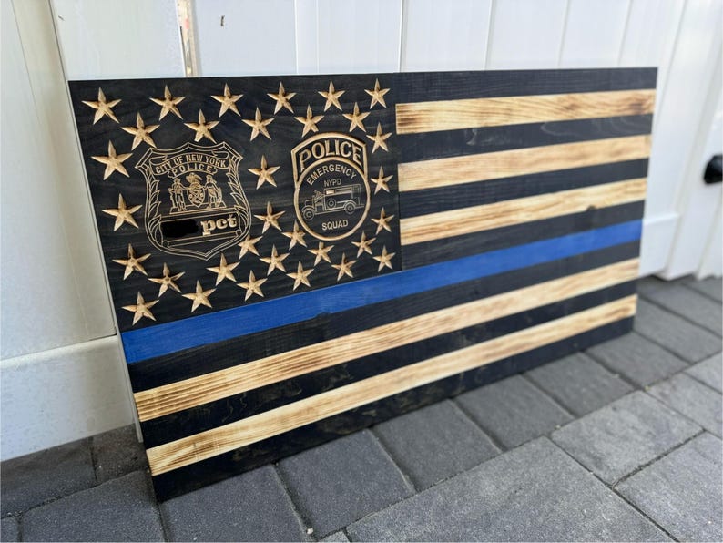 Thin Blue Line Wood Flag - Etsy