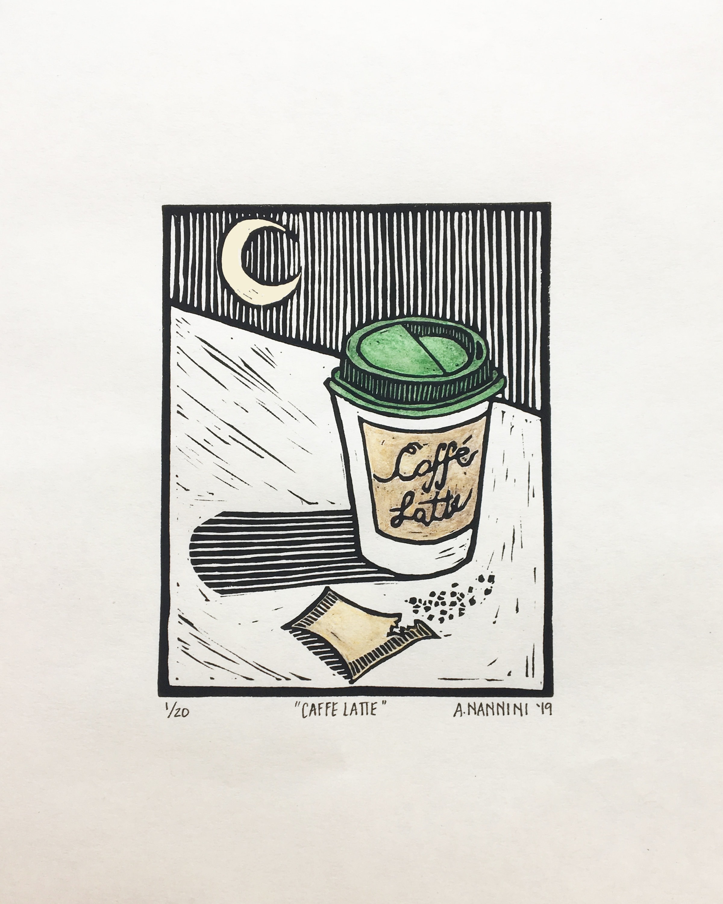 Caffe Latte Block Print - Etsy