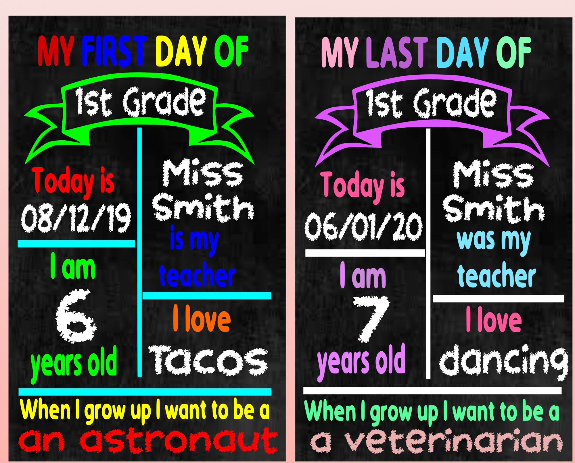 First and Last Day Chalkboard SVG Last Day of School - Etsy