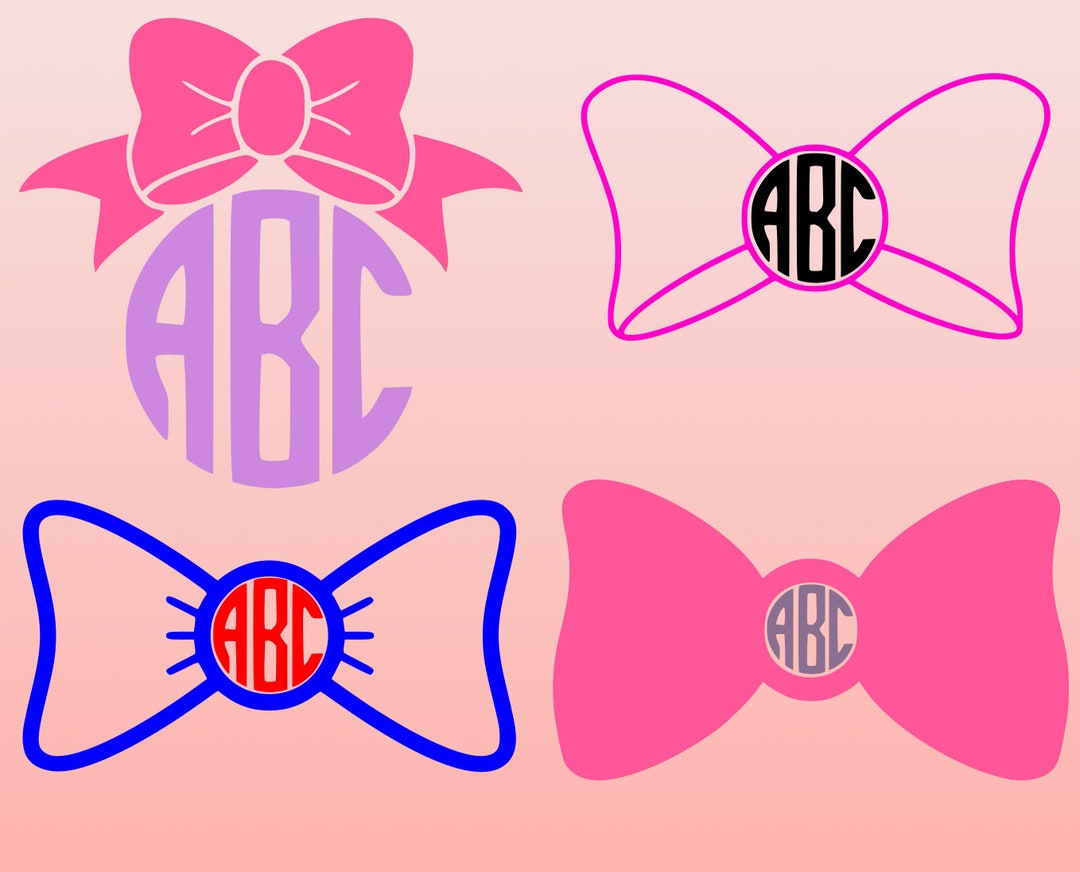 Bow Monogram SVG, Bow Monogram Frame SVG, Dxf, Png,eps, Monogram Bow ...