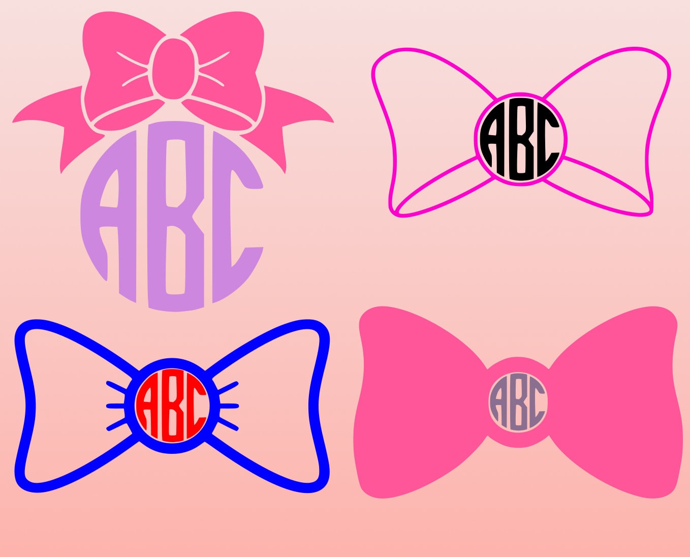 Bow Monogram SVG Bow Monogram Frame SVG Dxf Pngeps | Etsy