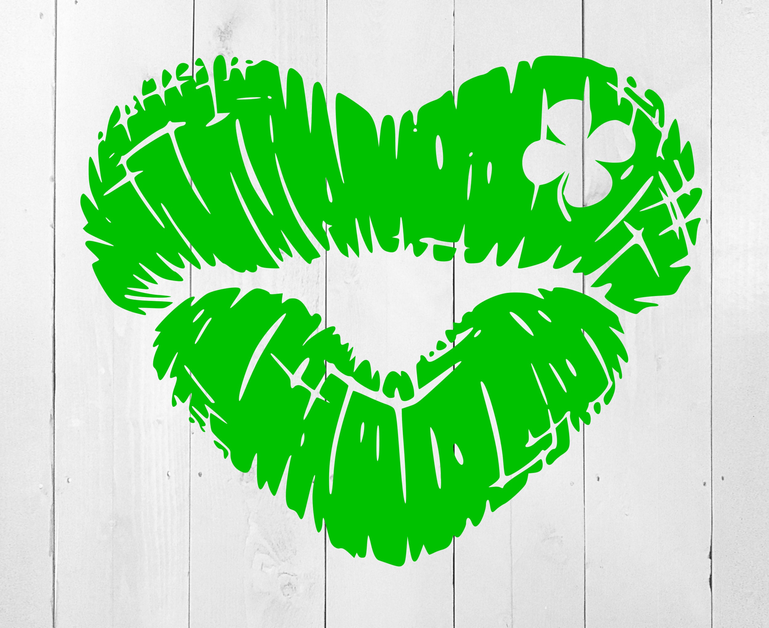 Distressed Lips With Clover SVG St Patricks Day SVG Kiss | Etsy