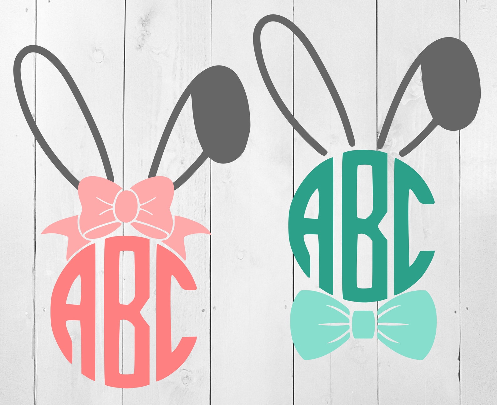 Easter Monogram Bunny Ears SVG Bunny Monogram SVG Easter - Etsy