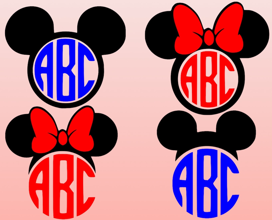 Mouse Head Monogram SVG, Mouse Monogram Png, Monogram Mouse Ears, Mouse ...