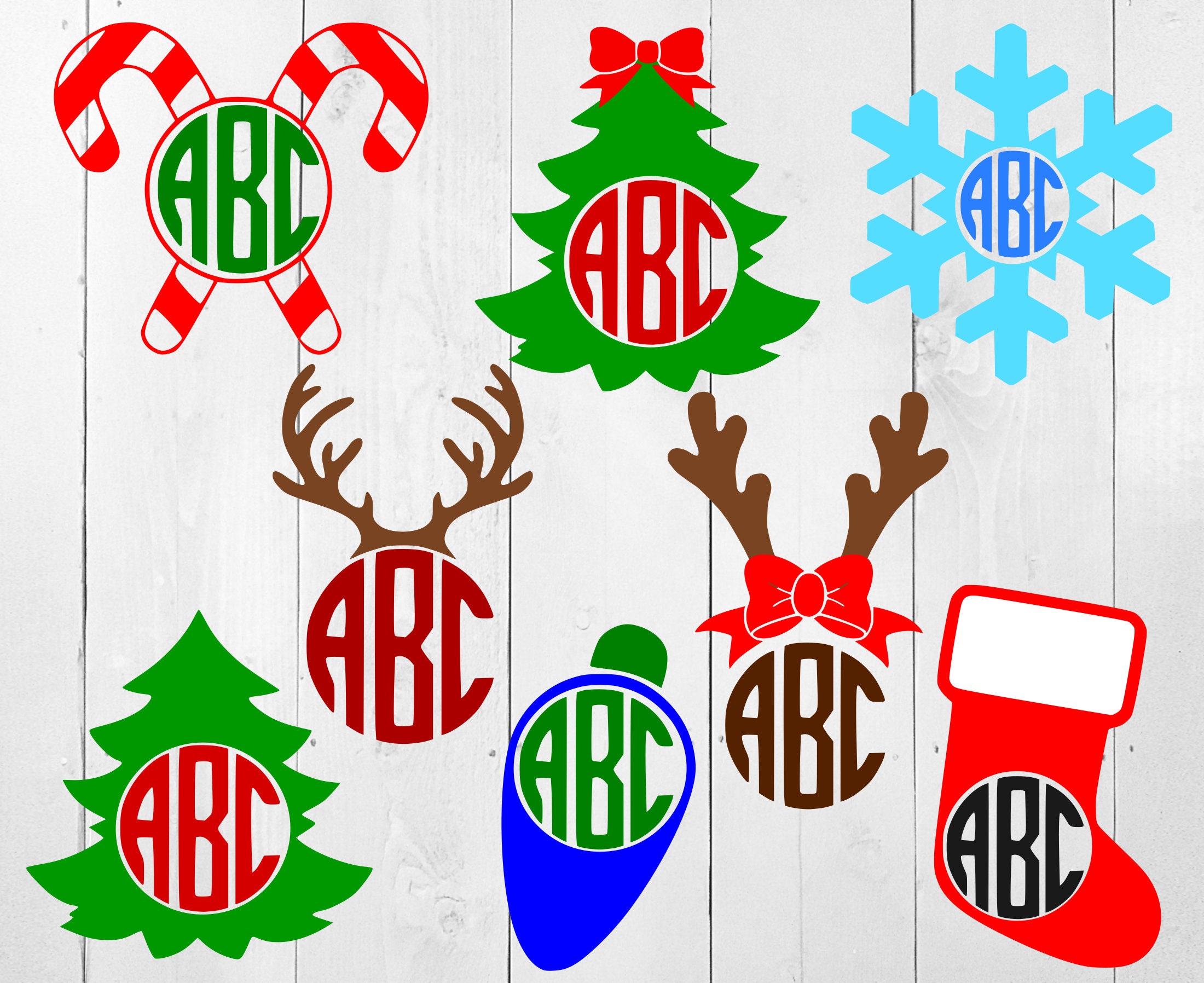 Christmas Monogram SVG Christmas SVG Reindeer Antlers Svg - Etsy