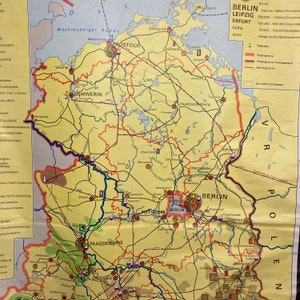 East German Map 45x36 Inches Large Vintage Map of Germany - Etsy