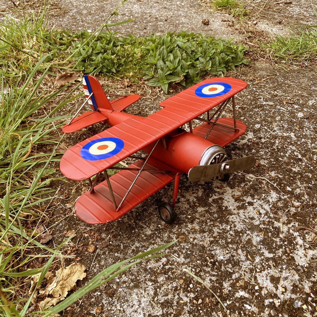 Airplane Model Red Bi Plane Vintage Style - Etsy