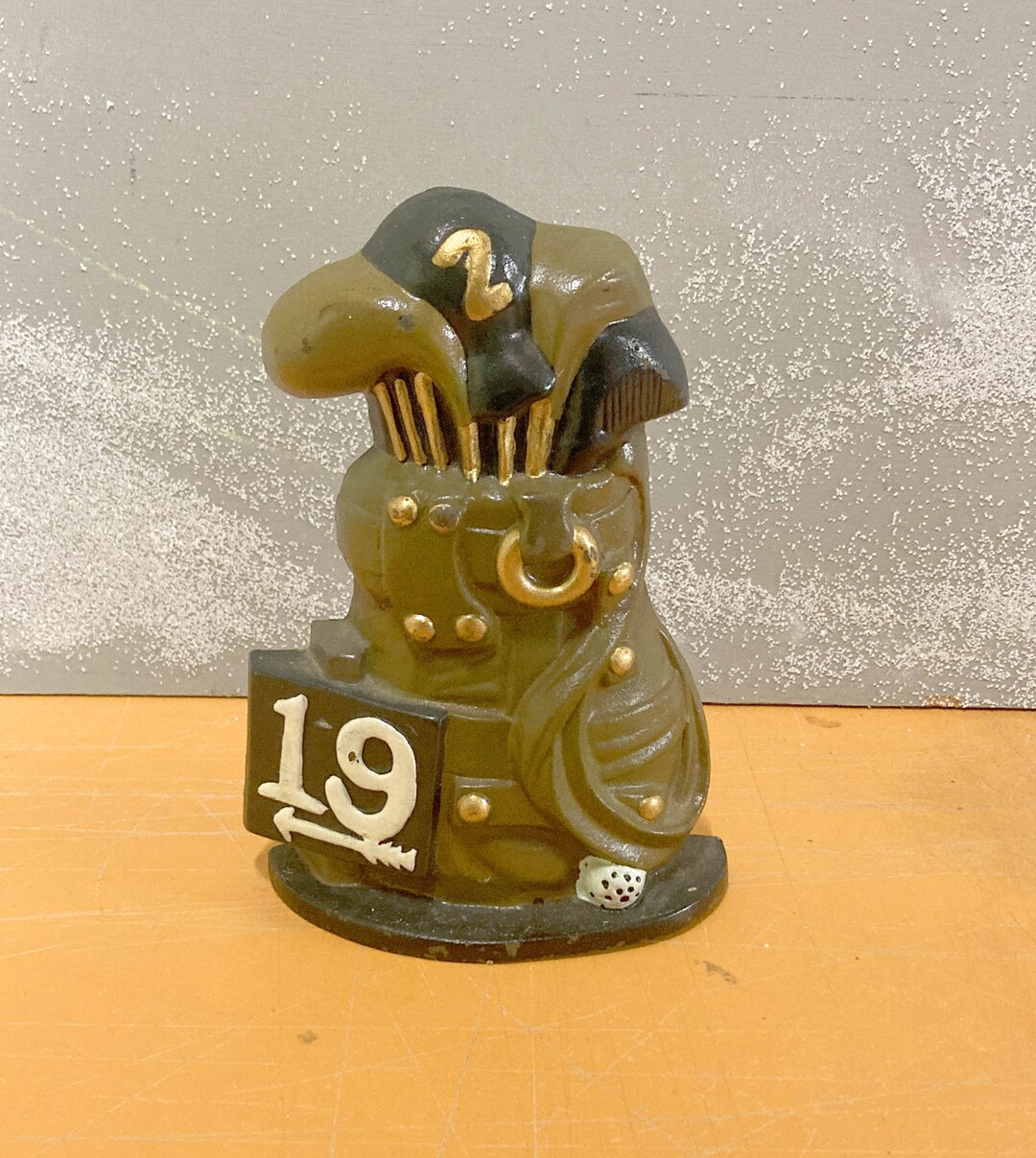 Vintage Cast Iron Door Stop Golfer With Clubs Lovely Condition Golfing ...