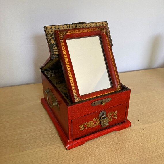 Small Chinese Box With Mirror Vintage Asian Vantiy Piece | Etsy