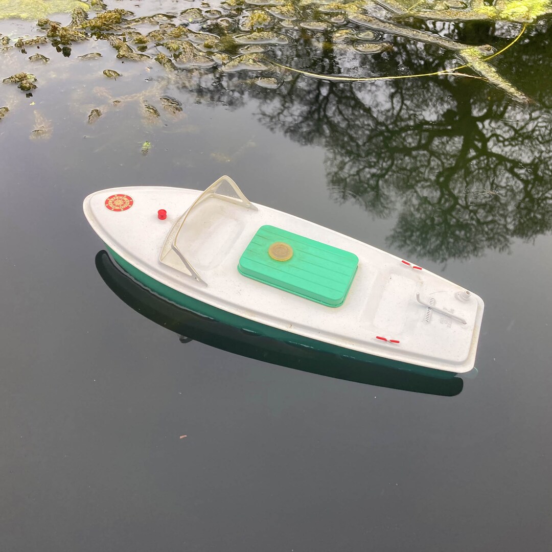 Clockwork Toys Boats Sutcliffe Tinplate Boats Hawk Speed Boat Boxed ...