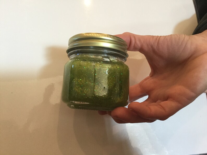 Dark Lime Green Metallic Glitter Slime. - Etsy