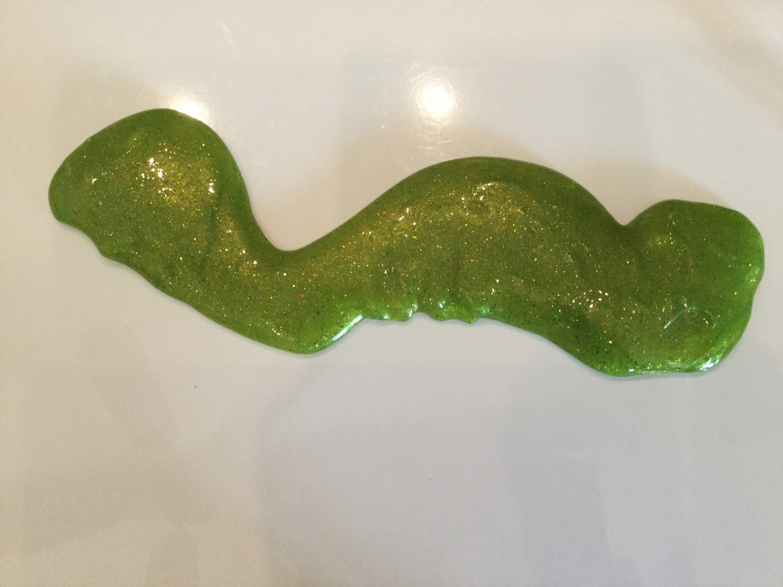 Dark Lime Green Metallic Glitter Slime. - Etsy