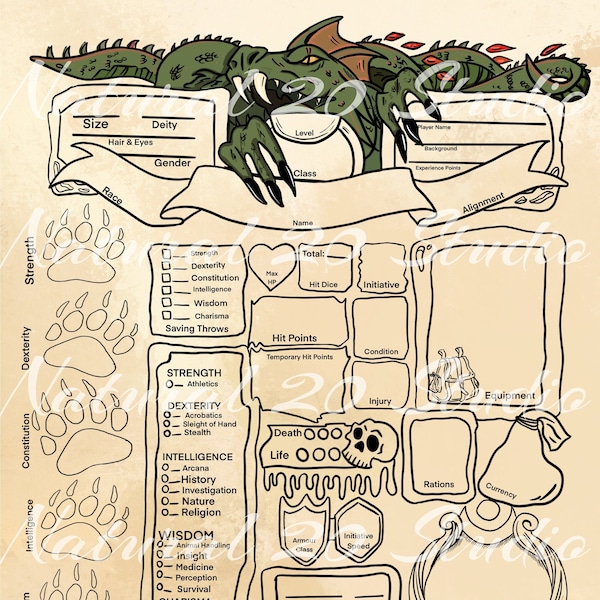 Ranger Character Sheet D&d - Etsy