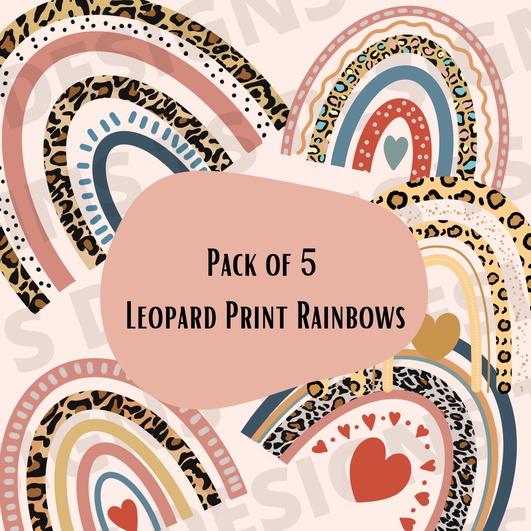 Leopard Rainbow 5 Pack PNG Files for Sublimation Printing - Etsy