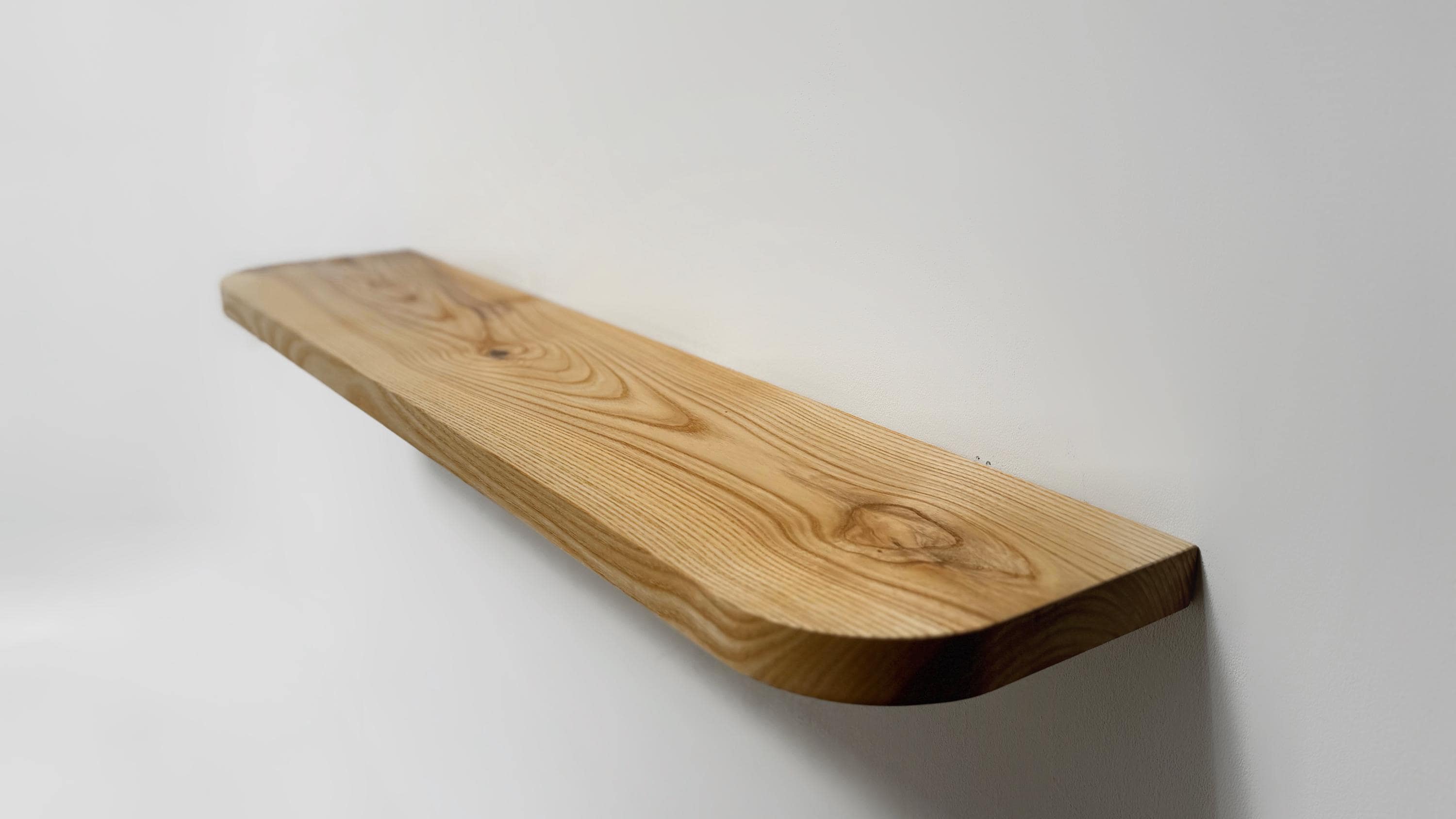 Ash Floating Shelf With Rounded Corners, Natural Oak Wood, Bracketless ...