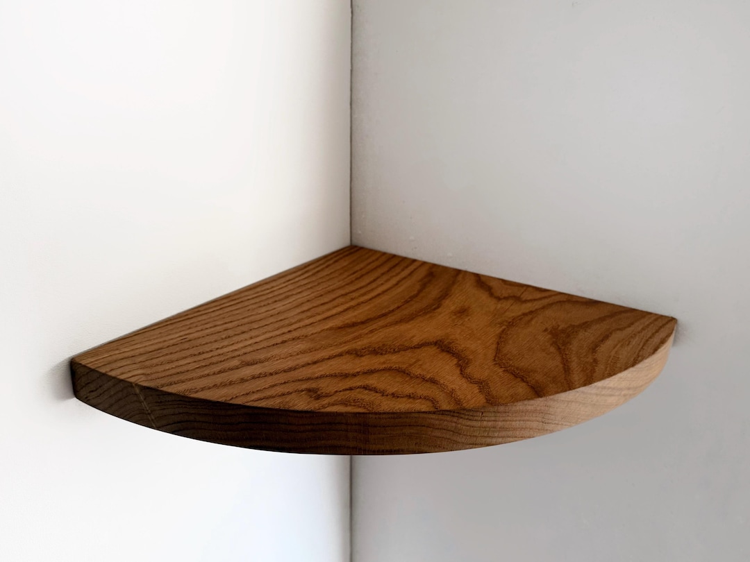 Floating Corner Shelves in Thick Oak Solid Wood - Etsy
