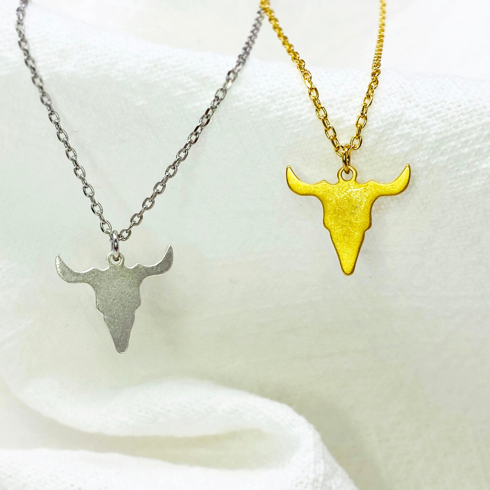 Bullhead Longhorn Bull Necklace 18K Gold Dipped | Etsy