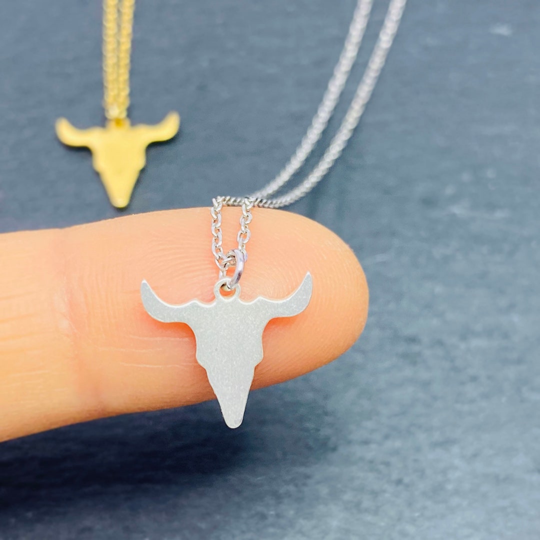 Bullhead Longhorn Bull Necklace 18K Gold Dipped - Etsy