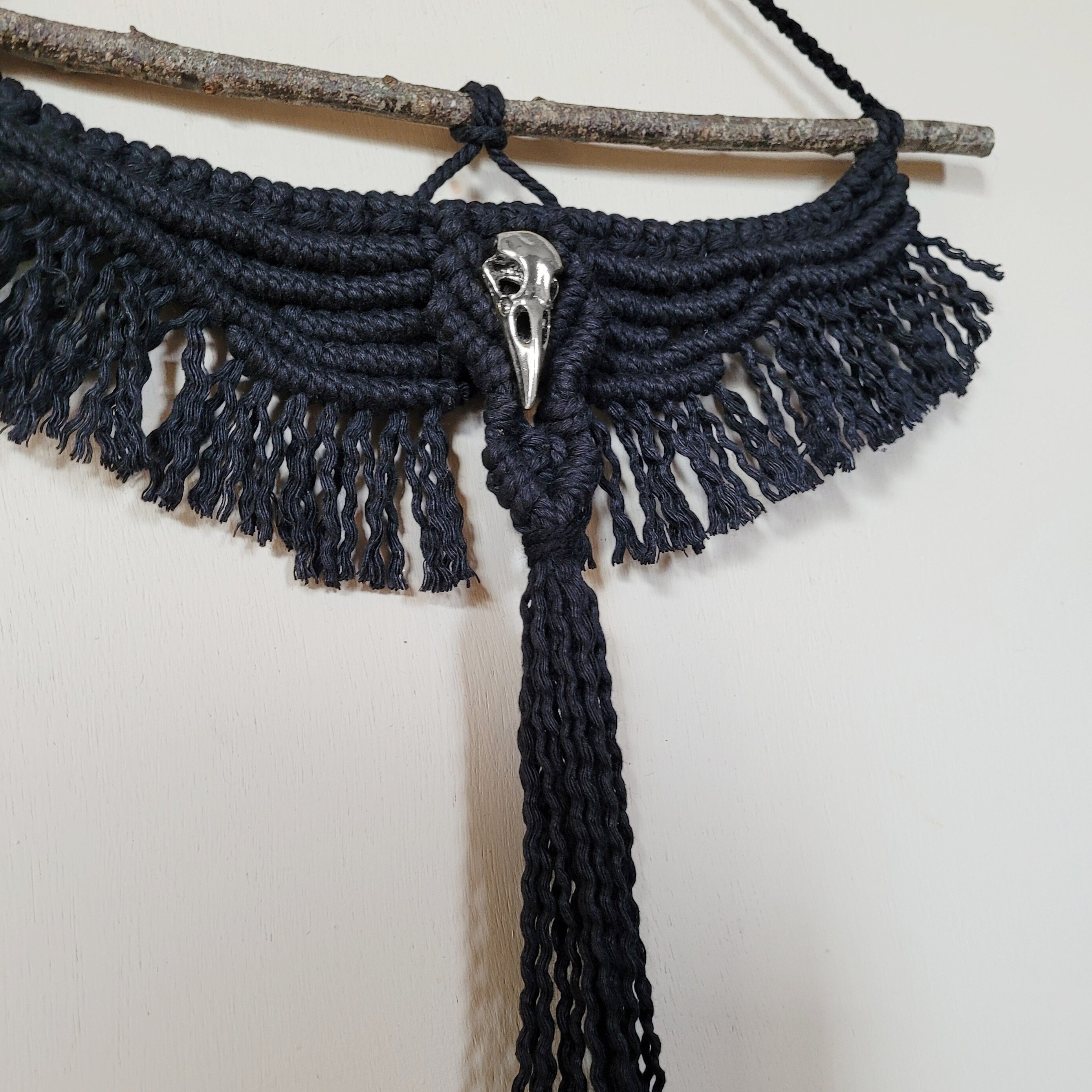 Crow Macrame Wall Hanging the Morrigu Crow - Etsy