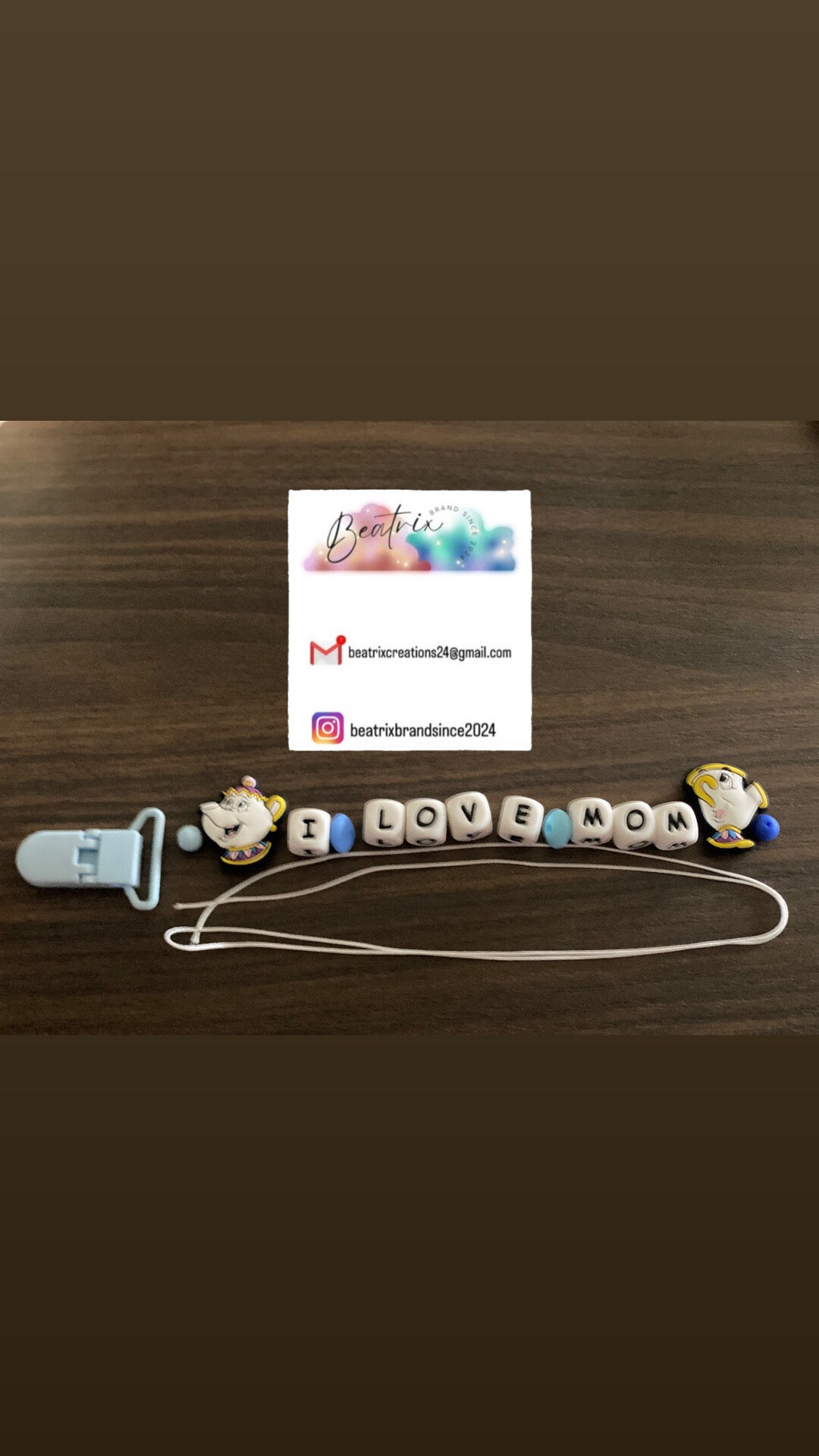 I Love Mom Chain With Transparent Mam Pacifier Adapter - Etsy