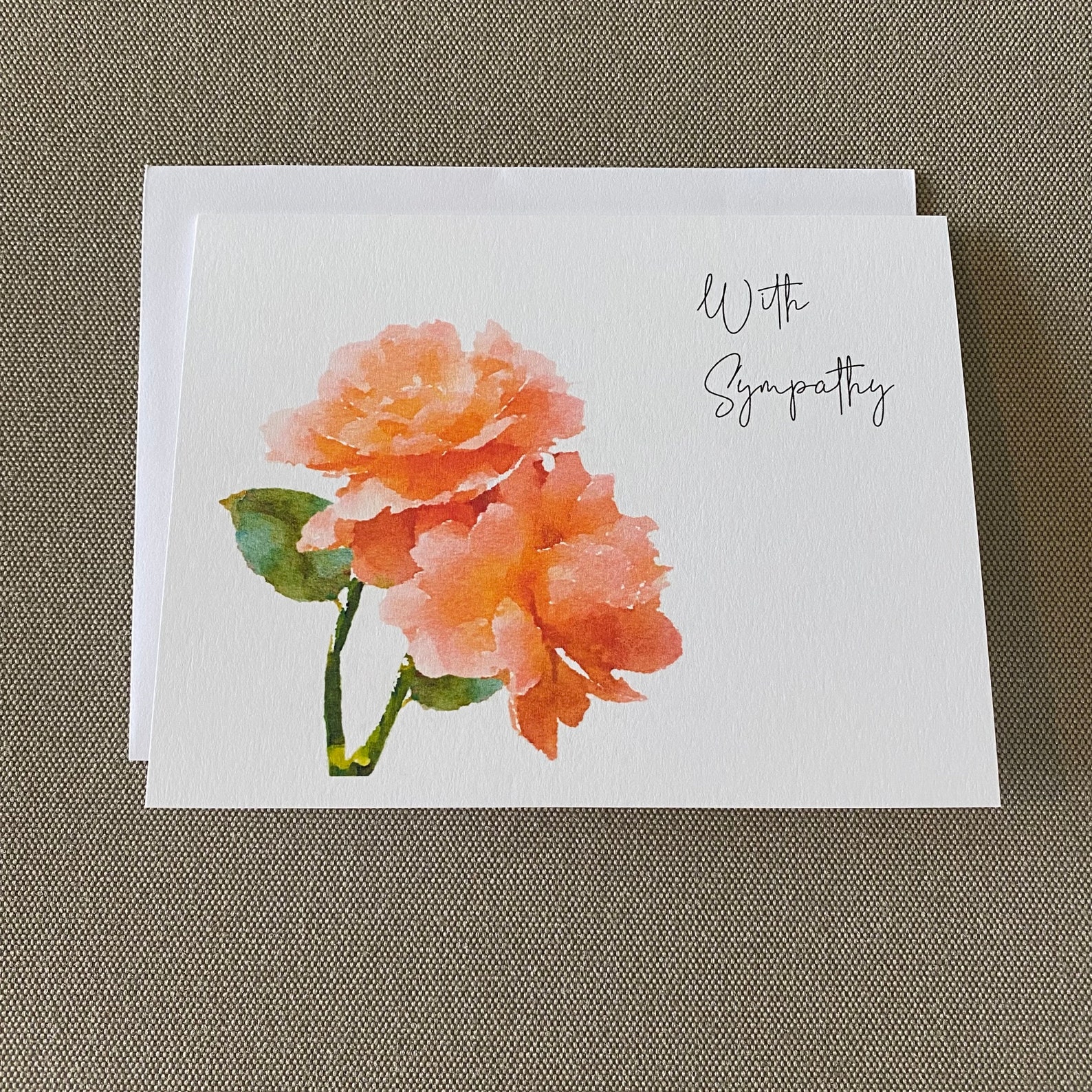 Rose Watercolor Print Sympathy Cards, Watercolor Print Sympathy Note ...
