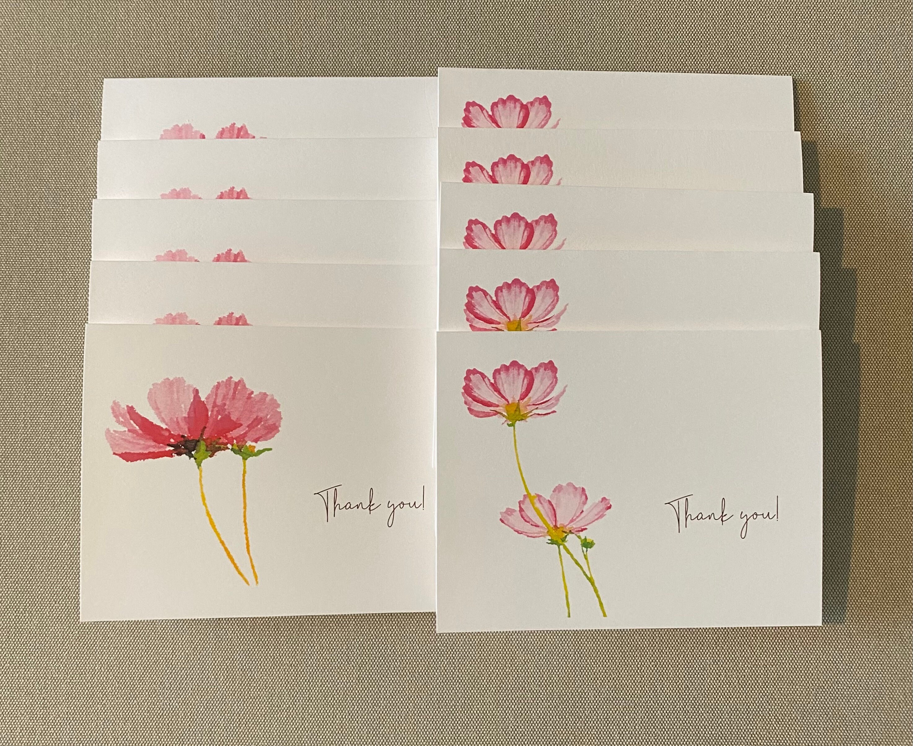 Watercolor Print Cosmo Flower Thank You Cards, Thank You Note, Blank ...