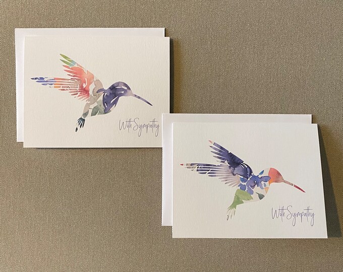 Colorful Hummingbird Sympathy Cards, Blank Hummingbird Sympathy Note ...