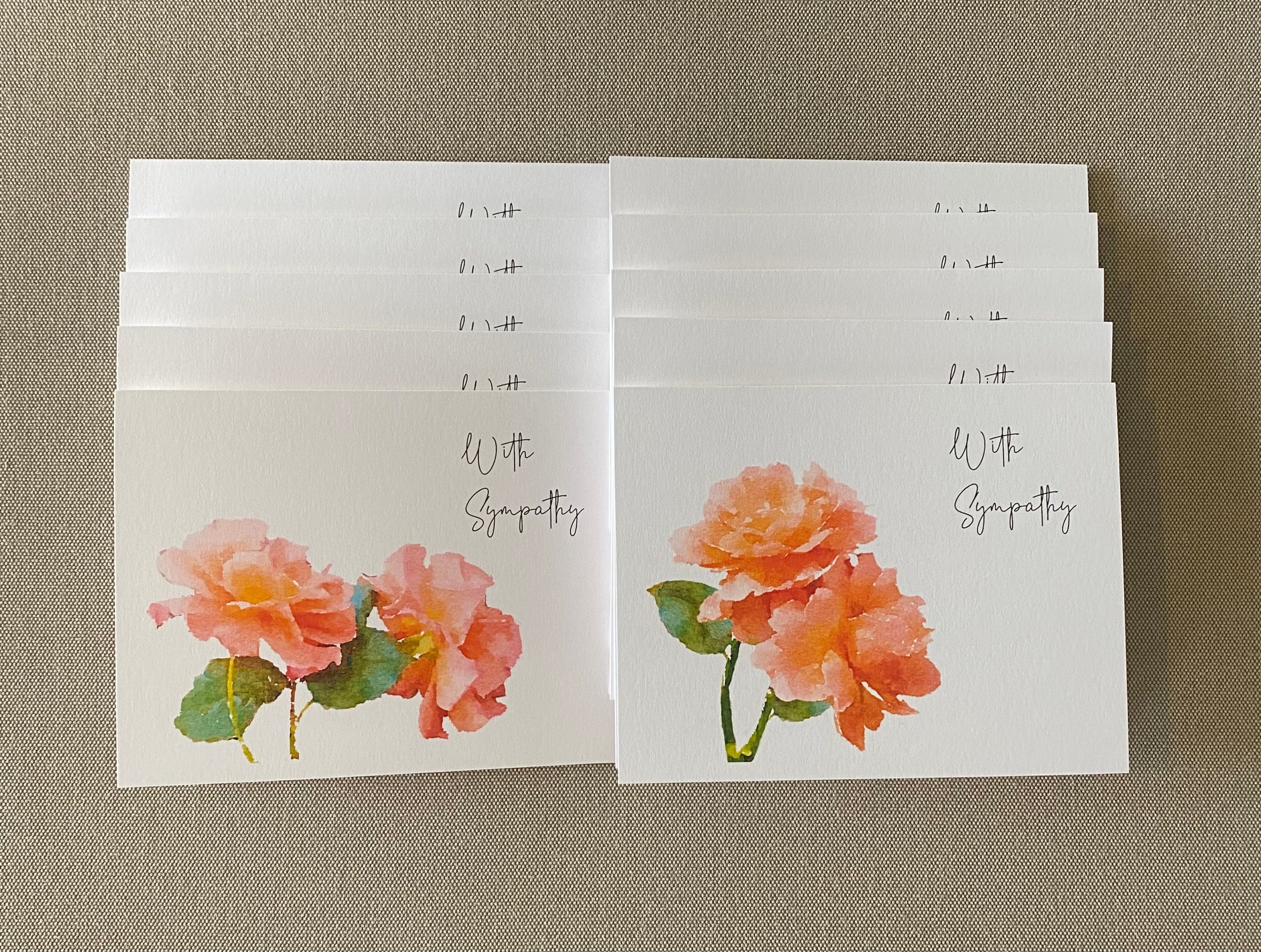 Rose Watercolor Print Sympathy Cards, Watercolor Print Sympathy Note ...