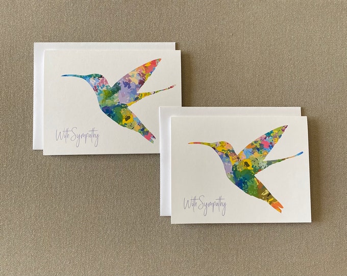 Colorful Hummingbird Sympathy Cards, Blank Hummingbird Sympathy Note ...
