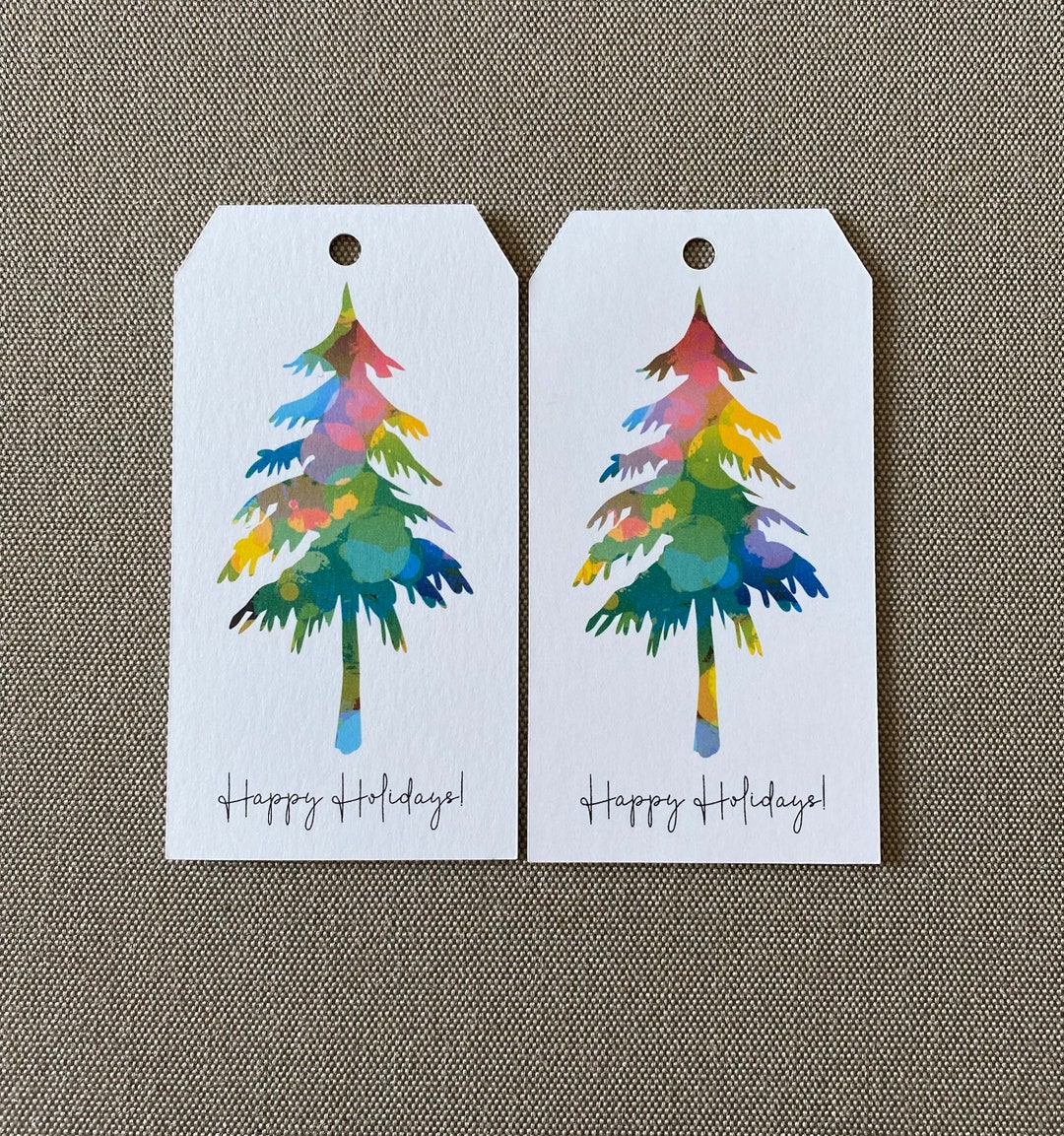Large Happy Holidays Gift Tags Christmas Gift Tags Whimsical - Etsy