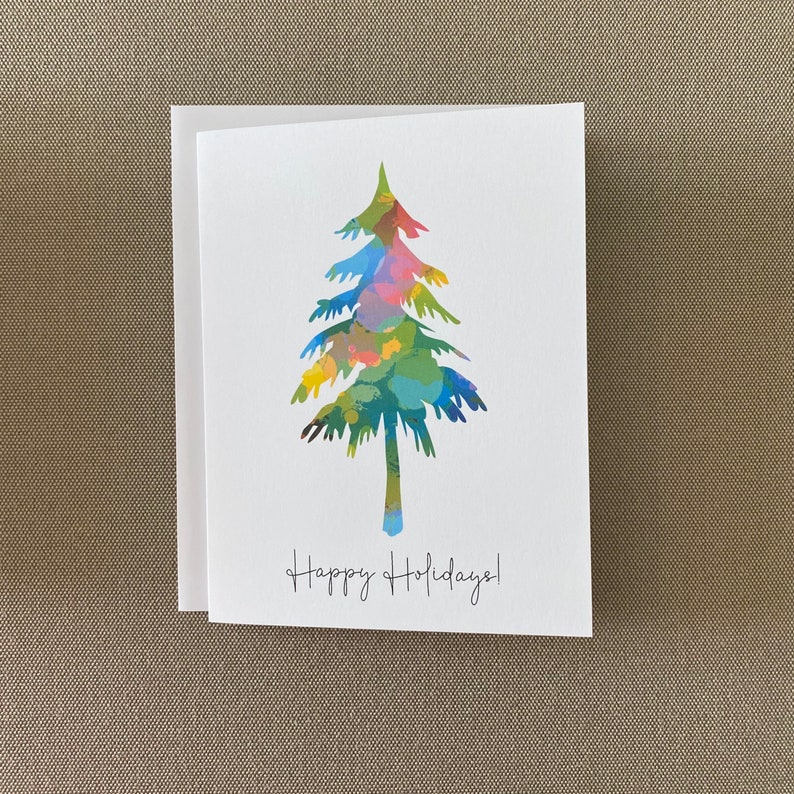 Colorful Happy Holidays Card Set, Christmas Card Set, Whimsical Holiday ...