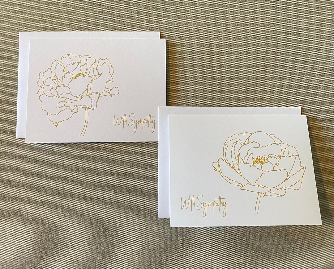 Peony Flower Sympathy Cards, Peony Flower Sympathy Note Cards ...