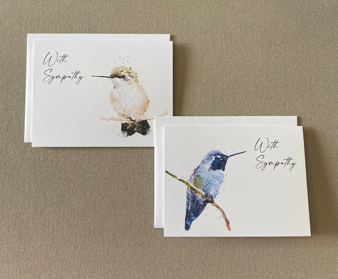 Watercolor Print Hummingbird Sympathy Cards, Blank Hummingbird Sympathy ...