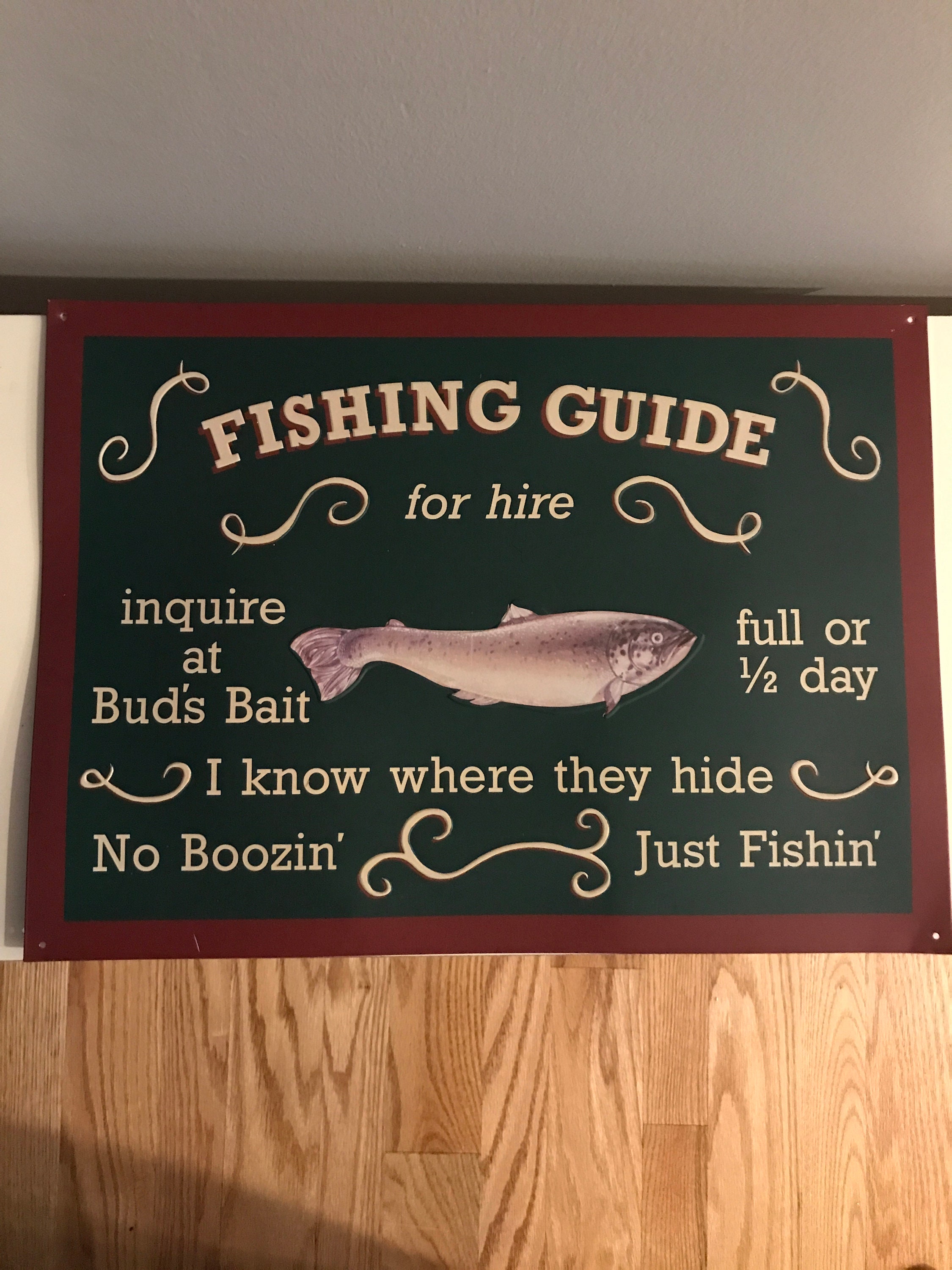 Fishing Sign, Fishing Guide, Vintage Fishing Sign, Metal Sign, Fishing ...