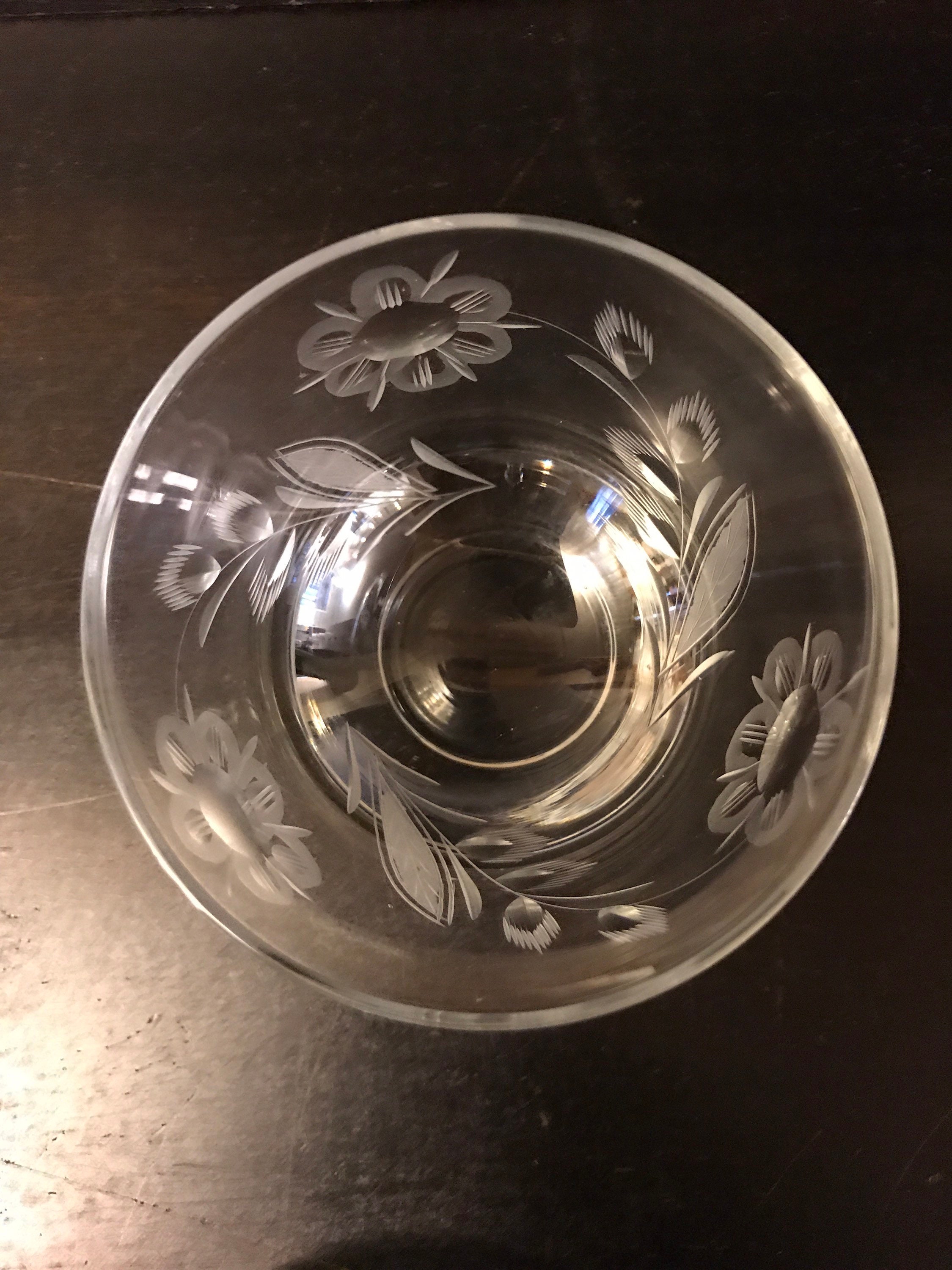 Vintage Etched Cut Glass Candy Dish Serving Dish Dish | Etsy