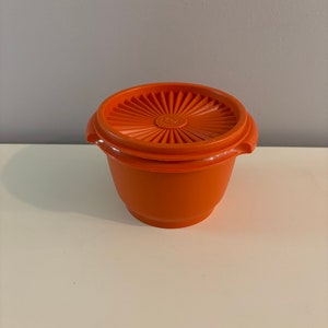 Tupperware, Vintage Orange, Harvest Collection, Burp Lid, Made in the ...