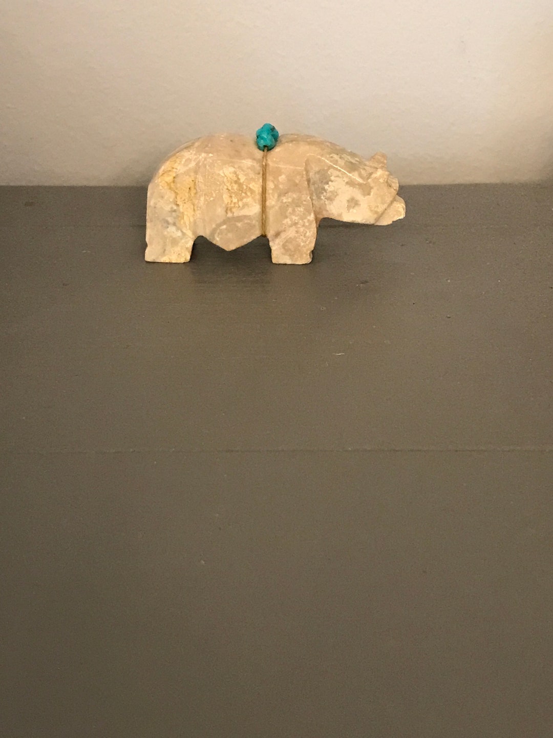 Bear Fetish, Native American, Zuni, Bear With Turquoise, Signed Work ...