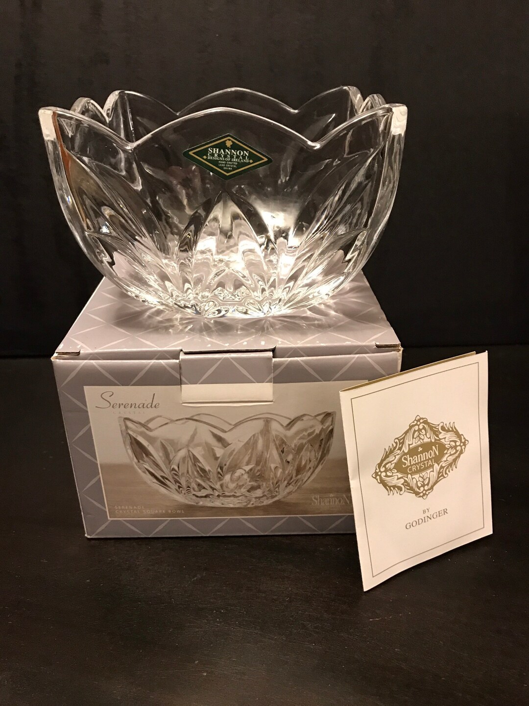 Crystal Bowl, Shannon Crystal, Vintage Bowl, Square Bowl, Serenade by ...