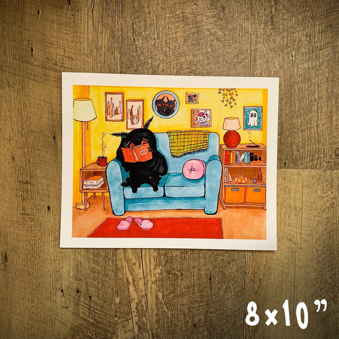 PRINT Mothman Illustration - 5x7 - 8x10 - From Handmade Halloween ...