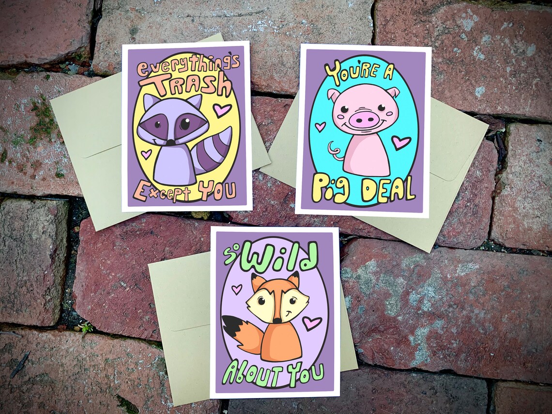Piggy Valentine, Handmade Card Bundles for Valentines Day, Galentines ...