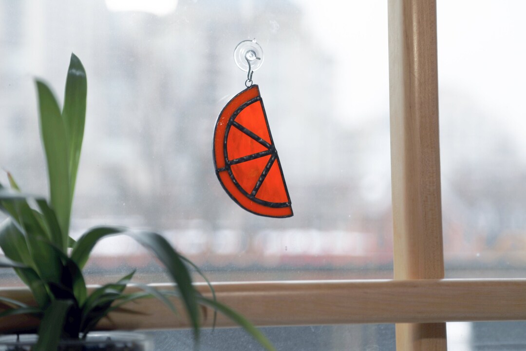 Orange Slice Stained Glass Suncatcher. Citrus Theme Window Hanging ...