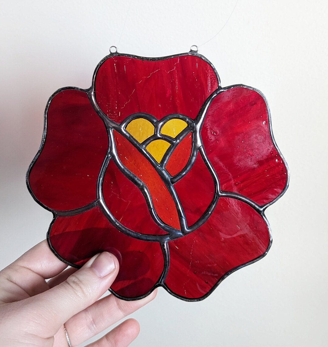 Red Rose Stained Glass. Rose Tattoo Stained Glass. Traditional Tattoo ...