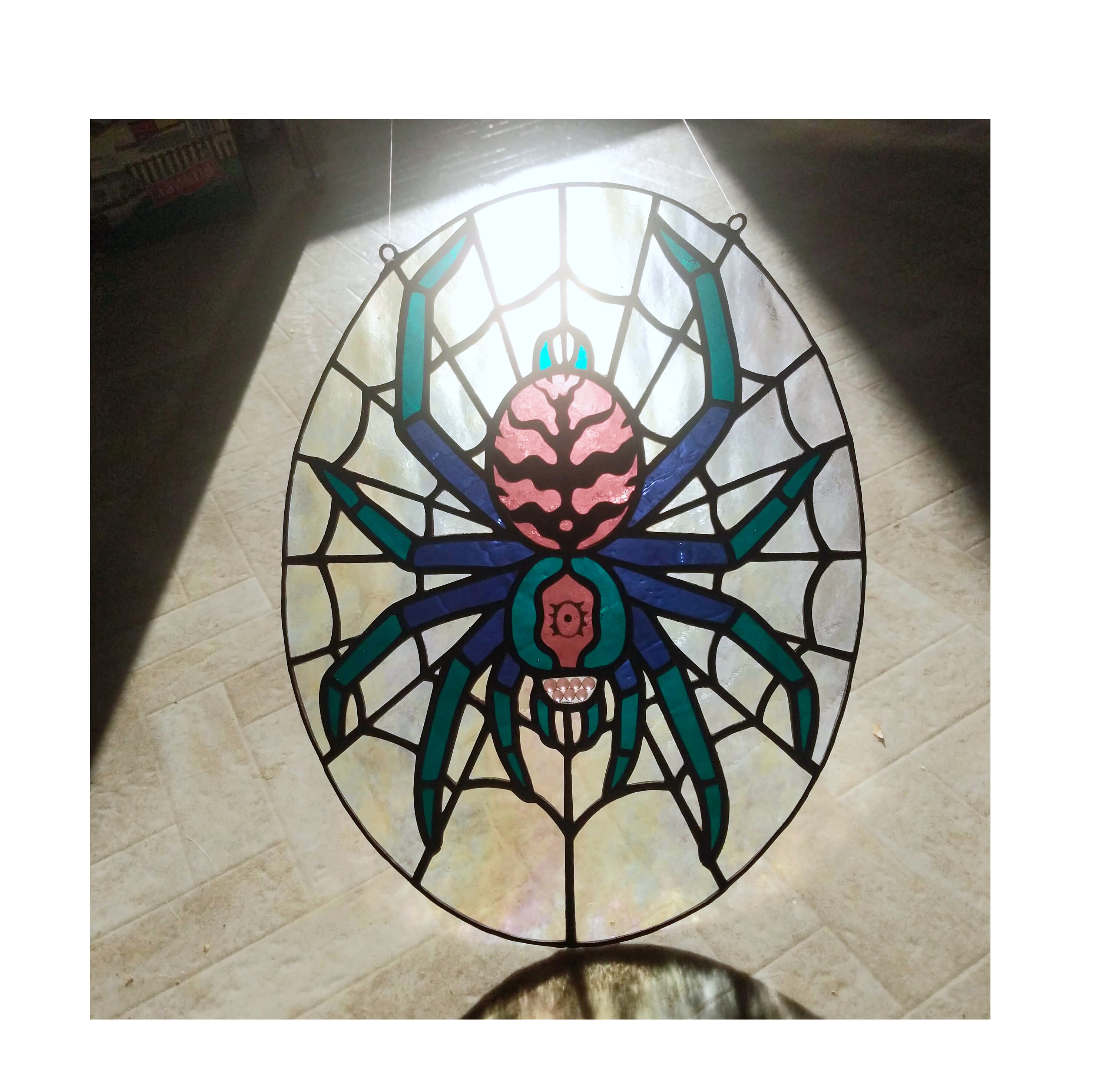 Spider Stained Glass Window. Spider Art. Tarantula Stained - Etsy