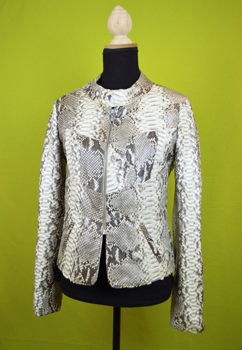 Vintage Late 90s 00s Natural Python Leather Glam Rock Moto Design ...