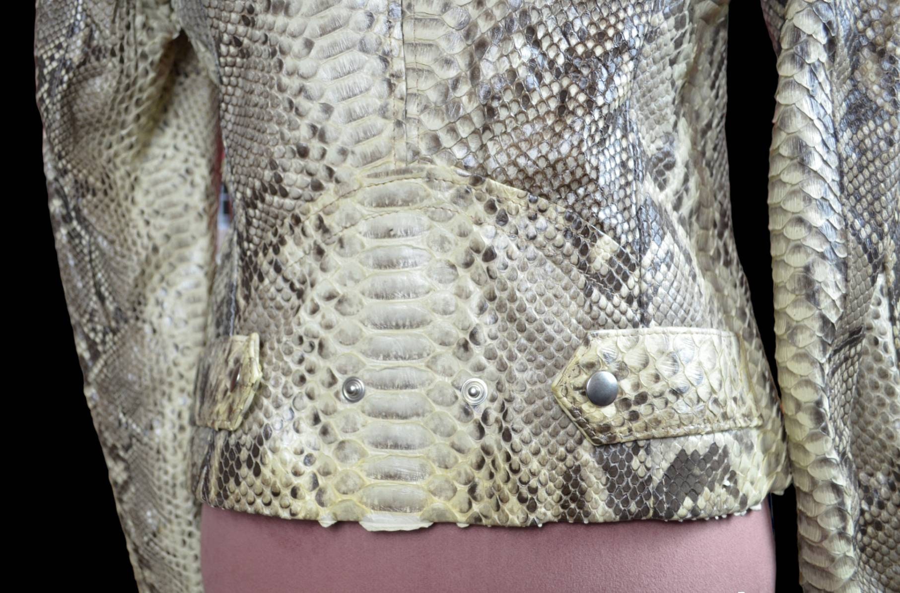 Vintage Late 90s 00s Natural Python Leather Glam Rock Moto Design ...