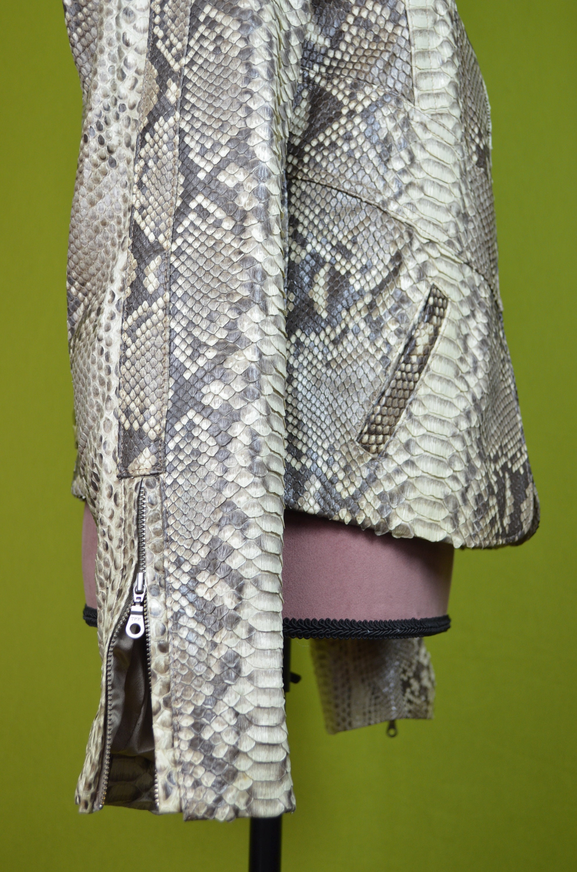 Vintage Late 90s 00s Natural Python Leather Glam Rock Moto Design ...