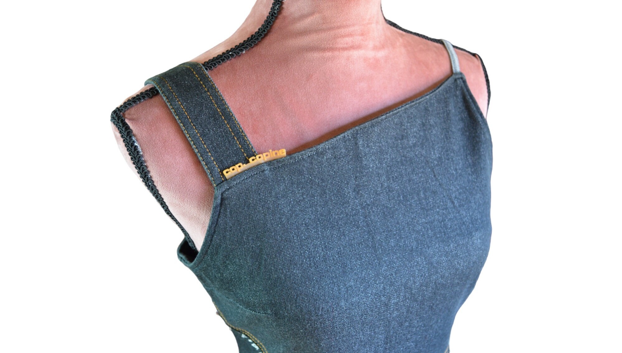 Vintage 00s Y2k Cop Copine French Design Denim Summer Maxi Dress Con ...