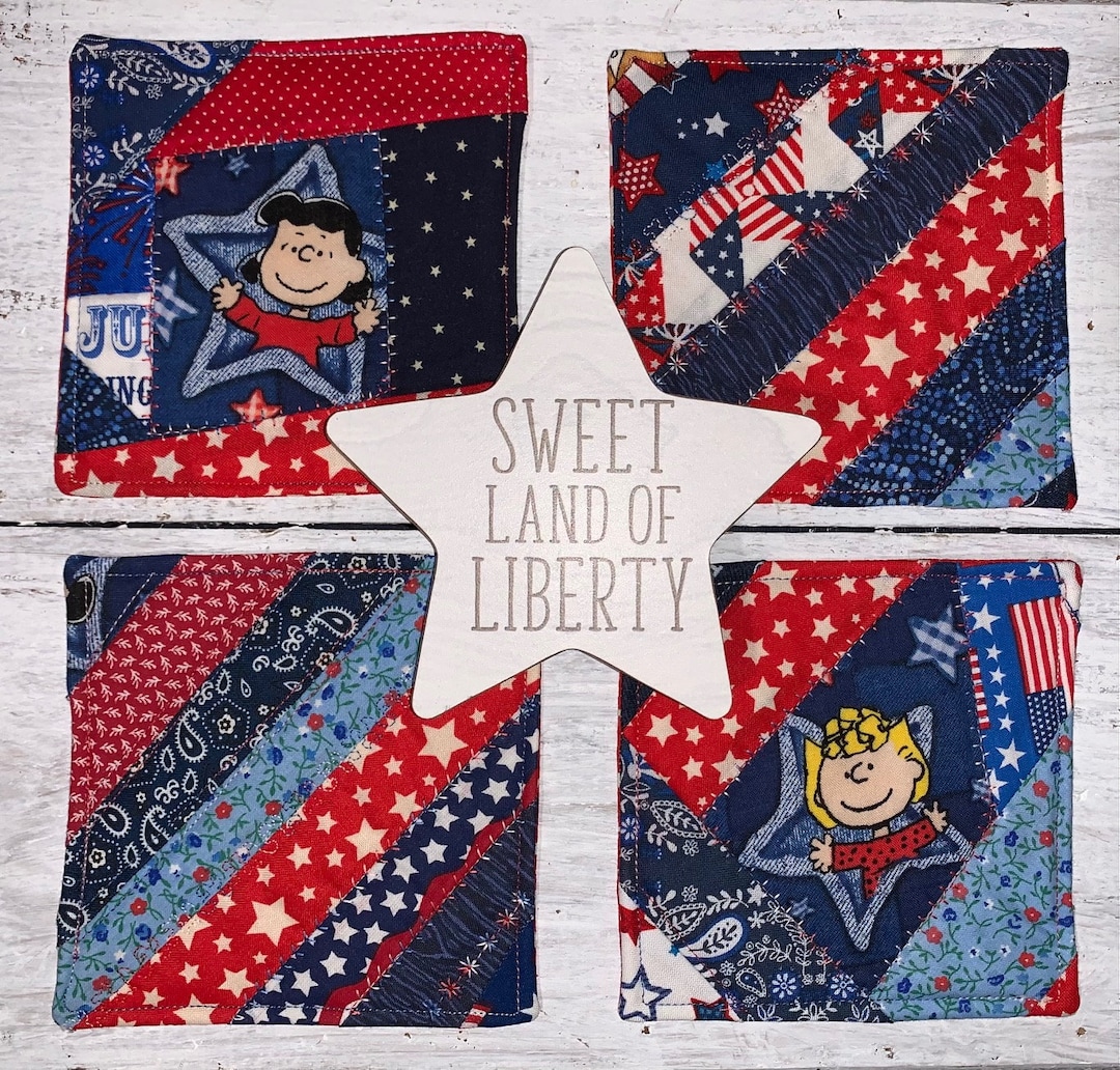 Peanuts Patriotic Coaster Set of 4 Handmade and Quilted FREE SHIPPING ...