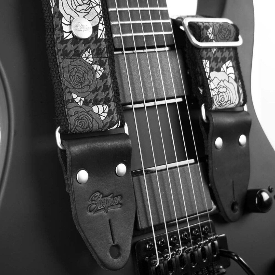 Retro Guitar Strap Black Rose | Strap for Guitar | Floral | Flower ...