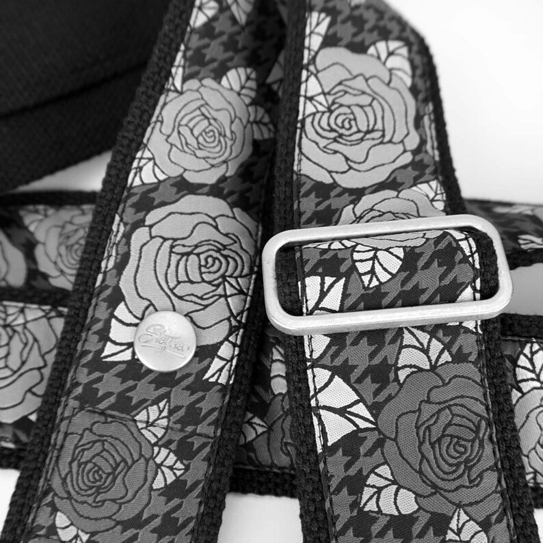Retro Guitar Strap Black Rose Strap for Guitar Floral - Etsy